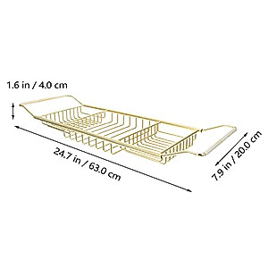 STOBOK Bathtub Tray Expandable Stainless Steel Over Bath Tub Racks Bathroom Shelf Organizer for Home Gold
