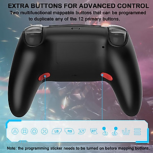 Wireless Controller for PS4 Controller,Wiv77 Ymir Elite Gaming Controller Compatible with Playstation 4 Controller with Turbo/Mapping Buttons/1200mAH Battery,Scuf Controller for Kids/Men/Women,BlueRed