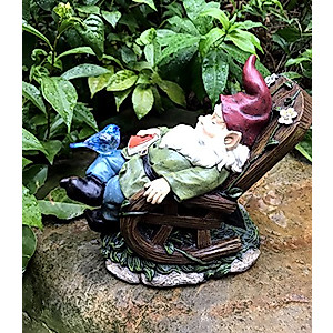 Bo-Toys Solar Powered Gnome Sleeping in a Chair LED Garden Light Decor