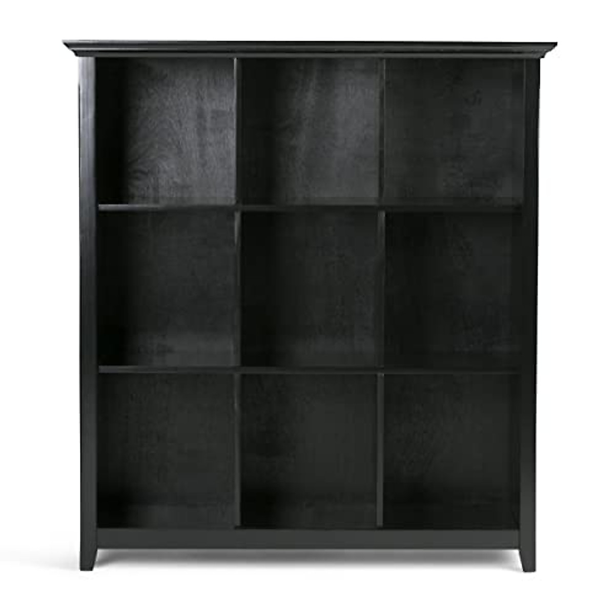 SIMPLIHOME Acadian SOLID WOOD 44 Inch Transitional 9 Cube Bookcase and Storage Unit in Black, For the Living Room, Study Room and Office