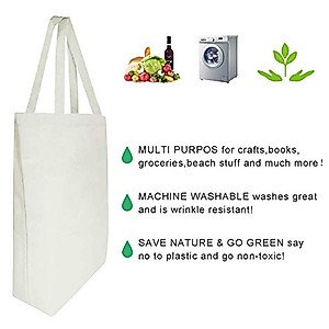 WOWSEA Natural Canvas Tote Bags, 4 pcs Reusable 24oz Shopping Bag DIY pattern for Crafting and Decorating Sturdy Washable Grocery Tote Bag (Beige)