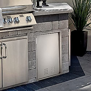 Outdoor Kitchen Doors 17 W X 24 H Inch BBQ Double Access Door, 304 Stainless Steel BBQ Grill Door for Outdoor Kitchen Grilling Station and BBQ Island ,Wall Construction Vertical Door