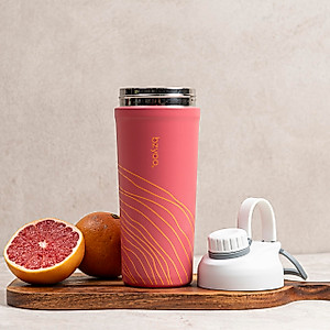 bzyoo 26oz Double-Walled Stainless Steel Insulated Tumbler with Straw Leak Proof Ideal for Smoothies, Ice Tea or Coffee Includes Mixer Ball BPA Free - Organica Red