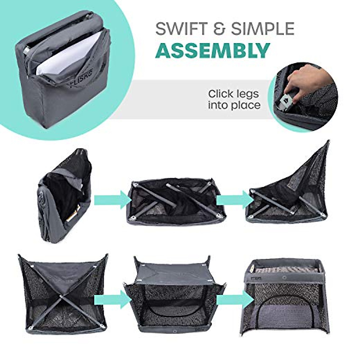 2 in 1 Travel Crib & Bassinet – Lightweight, Pack Play-Yard for Infants & Toddlers. Simple Assembly & Easily Collapsible. Portable Crib, Baby Bed. Mattress & Fitted Sheet Included