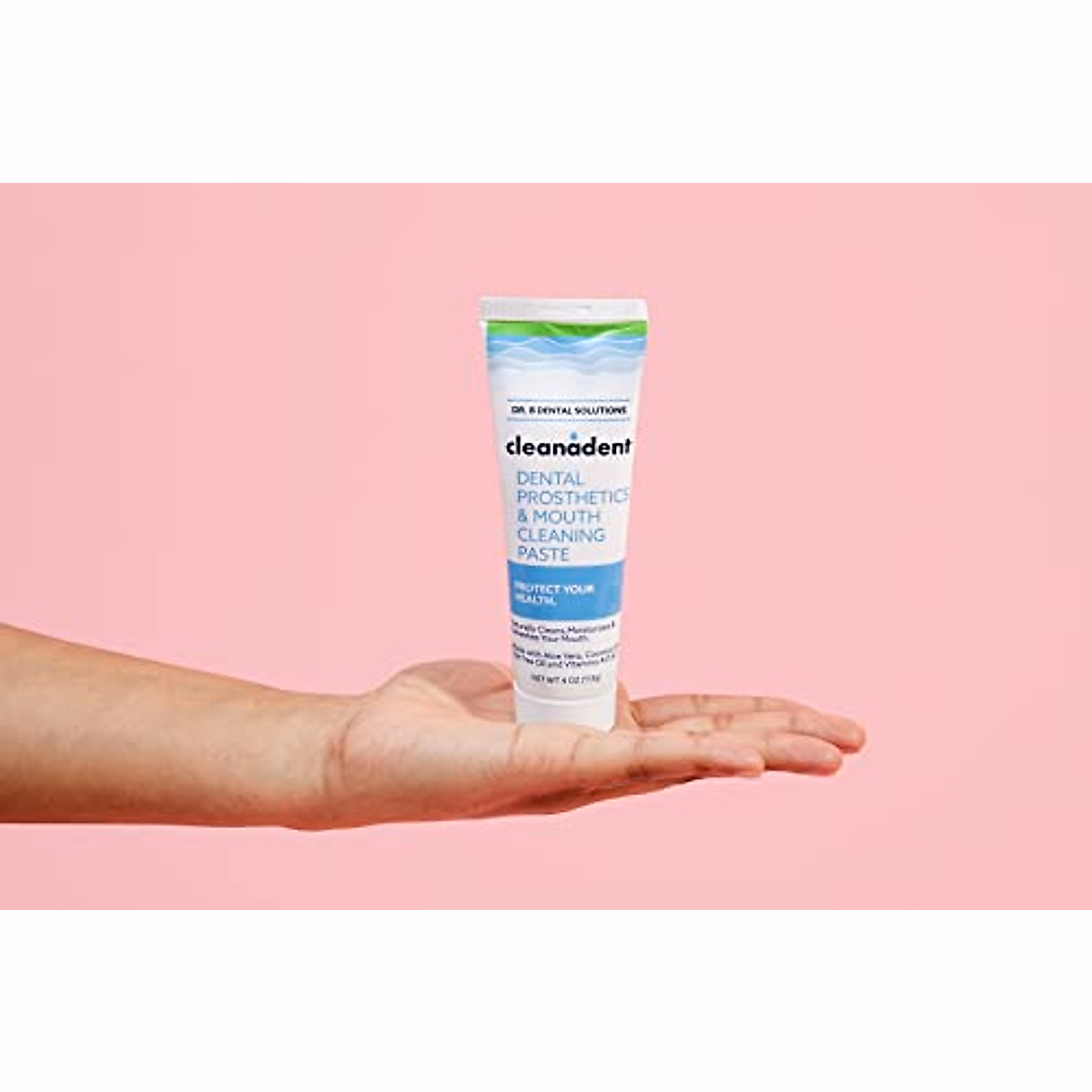 Dr. B Dental Solutions Cleanadent Denture and Gum Toothpaste, Removes Odors Stains Adhesives, Mouth Cleaning Paste, 4 oz