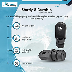 MARINE CITY Bimini Top Lightweight Black Nylon Round Inside Eye End Outer Diameter 3/4 Inches Tube for Marines – Boats – Yachts – Ships – Hardware Accessories (Pack of 2)