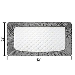 GUNTAIL 2 Pack Satin Soft Crib Sheet for Baby with Sensitive Hair Silky Baby Mattress Sheet White and Gray Unisex 52’’x28’’x8’’ Fitted Sheets