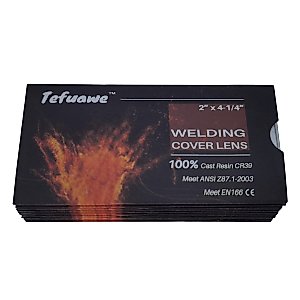 Tefuawe 100% Cast Resin 39 Plastic Replacement Lens, 10 Pack, Clear Cover Lens for Solar Auto Darkening Welding Filter 2”x4.25”