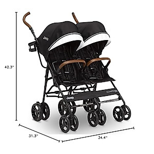 Jeep PowerGlyde Plus Side x Side Double Stroller by Delta Children, Black
