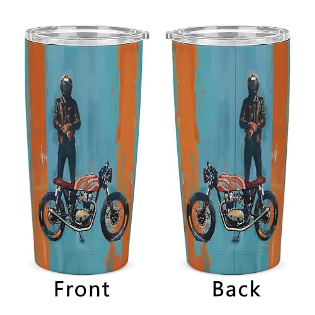 WNICELIN Vintage Motocross Dirt Bike Tumbler Insulated Stainless Steel Travel Tumbler Car Cup with Lid with Straw And Brush 590ml