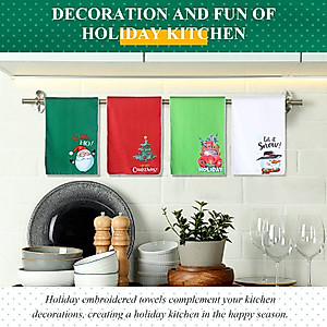 4 Pieces Christmas Kitchen Dishtowel Microfiber Peppermint Candy Dishtowel Large Holiday Kitchen Towels Xmas Tree Merry Christmas Hand Towel for Kitchen Decoration, 15.7 x 23.6 Inches (Adorable Style)