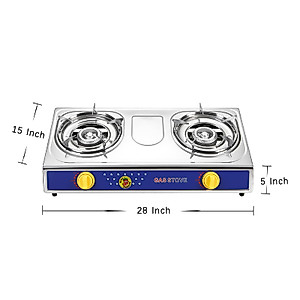 Vivicreate Camping 20000 BTU 2 burner stainless steel panel auto ignition Propane Gas Outdoor Garden Fishing Hiking Camp Restaurant Stove Burner