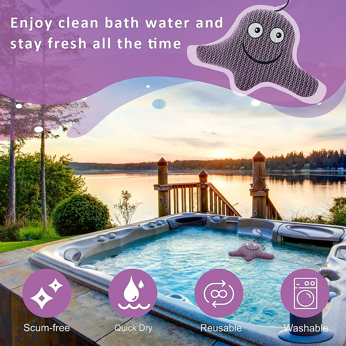 Twin Pack Hot Tub Scum Absorber - Absorbs Scum, Oils, and Residues for Clearer Hot Tub Water，Must Have hot tub Accessories for Adults and Kids