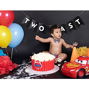 Two Fast Banner - Two Fast Car Birthday Party - Vroom Car Party - Second Birthday Party - Two Fast Flag Banner