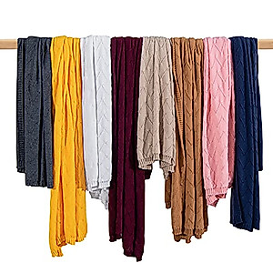 NTBAY Rayon Cotton Cable Knitted Throw Blanket, Breathable and Silky Soft Chevron Textured RPET Decorative Blanket for Couch, Sofa, Bed, 51x67 Inches, Navy Blue