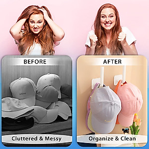 Hat Rack for Wall Organizer (4-Pack), Racks Baseball Caps, Adhesive Hooks Wall, No Drilling Hangers Closet Cowboy Holder Display, Sticky Storage Caps