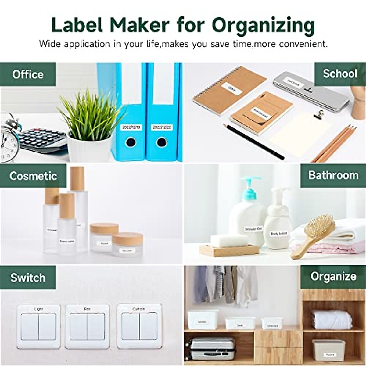 Ecokra Bluetooth Label Maker Machine with Tape,P15 Mini Thermal Label Maker for Organizing,Portable Desktop Label Printer,Sticker Printer with Multiple Templates for Office,Home,Kitchen,School