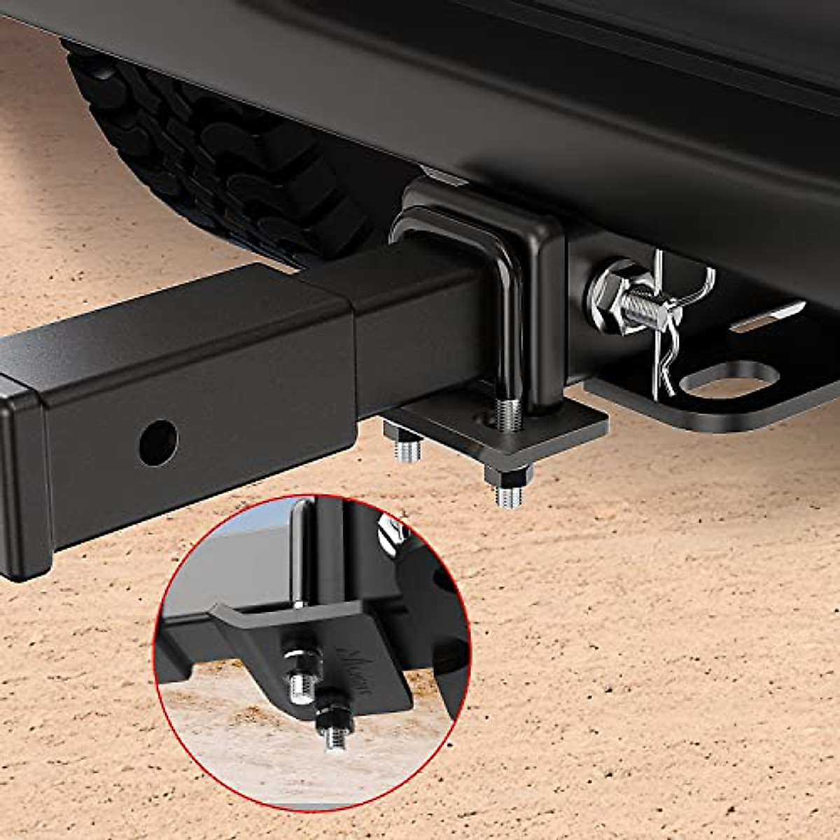 Nilight Trailer Hitch Tightener for 2" Trailer Hitches Anti Rattle Heavy Duty Steel with Rubber Anti-Rust Triple Protective Matte Black, 2 Years Warranty