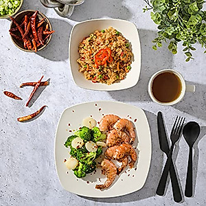 Gibson Home Amelia Court Porcelain Dinnerware set, Service for 4 (12pcs), White (Soft Square)