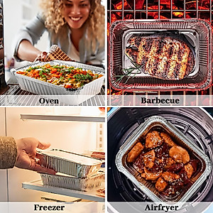 MorTime Christmas Aluminum Pans with Lids, 56 Pcs Disposable Foil Pans with Christmas Themed Cardboard Covers, Foil Food Containers Foil Baking Pan for Leftovers Holiday Treats