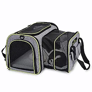 Thumberly Cat Carrier Soft-Sided - Pet Carrier Airline Approved for Medium Cats, Small Animals and Puppy Under 15 Lbs, Small Dog Carrier 1 Side Expandable - Size Small