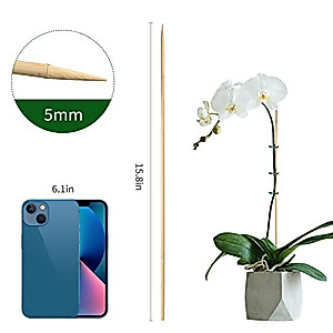 50 Pack 15.8 inch Bamboo Plant Stakes,Plant Sticks Support,Floral Plant Support Wooden,Indoor Gardening Plant Supports,Wooden Sign Posting Garden Sticks,with 4" Wires (100 pcs)