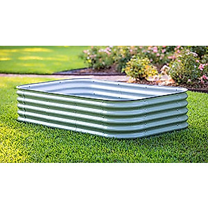 Vego garden Raised Garden Bed Kits, 17" Tall 9 in 1 8ft X 2ft Metal Raised Planter Bed for Vegetables Flowers Ground Planter Box-Olive Green