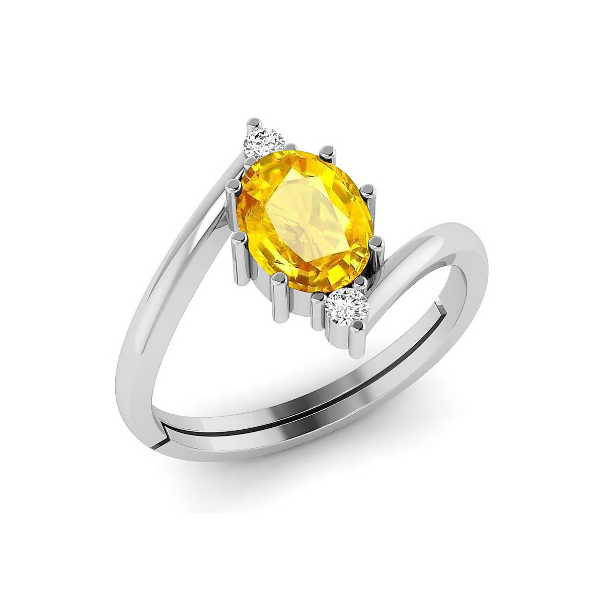 LMDPRAJAPATIS 5.00 Carat Unheated AA+ Quality Natural Yellow Sapphire Pukhraj 925 Sterling Silver Ring for Men And women