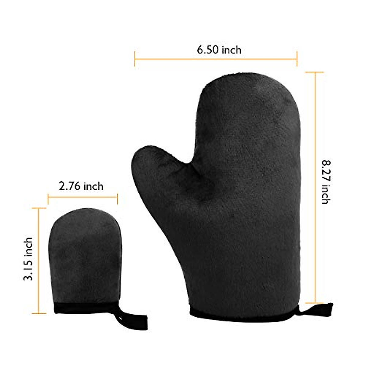 Self Tanning Mitt Tan Mitt Tanning Mitt Applicator with Thumb and Face Applicator Mitt Washable Reusable Sunless Tanner Mitt Tools Set for Mousse, Lotion, Spray and Oil（Black）