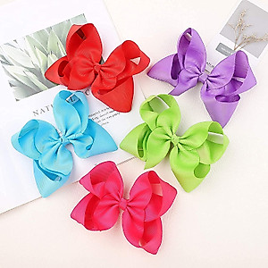 ALinmo 40 Colors 6Inch Hair Bows Clips Large Big Grosgrain Ribbon Hair Bows Alligator Clips Hair Accessories for Girls Toddler Kids Children Teens