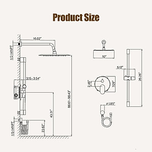 Gabrylly Shower System Brushed Nickel, Slide Bar Shower Faucet Set with High Pressure 10" Rain Shower head and 5-Setting Handheld Shower Combo Set, Shower Valve with Trim and Diverter