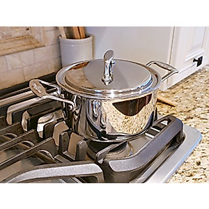 USA Pan Cookware 5-Ply Stainless Steel 3 Quart Stock Pot with Cover, Oven and Dishwasher Safe, Made in the USA, Silver