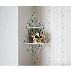 Wall shelf Creative Pastoral Corner Rack Shelf White Open Work Tip Shelf