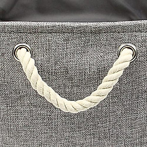 Casaphoria Storage Basket Fabric Basket with Rope Handles,Storage Containers for Bedroom Decor Book Shelves Coffee Table Stuff Organizer(Grey, 16.5L12.2W7.9H)（Pack of 1）