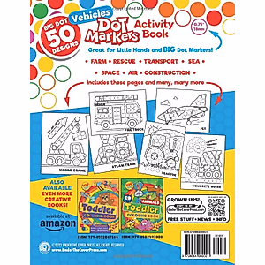 Dot Markers Activity Book Vehicles: 50 BIG DOT Designs. Farm, Construction, Rescue and More for Kids Ages 1+ (Dot Marker Activity Books)