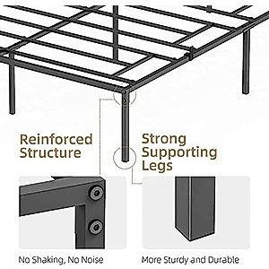 ELETHEBIA Queen Bed Frame Platform,14 Inch Metal Queen Size Bed Frames No Box Spring Needed,Heavy Duty Steel Slat Mattress Foundation,Easy Assembly,No Noise and No Shaking