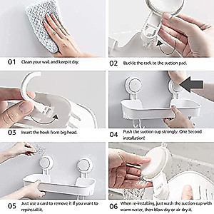 LEVERLOC Corner Shower Caddy Suction Cup & Shower Caddy with 4 Hooks NO-Drilling Removable Bathroom Shower Shelf Heavy Duty Caddy Organizer Waterproof & Oilproof for Bathroom & Kitchen