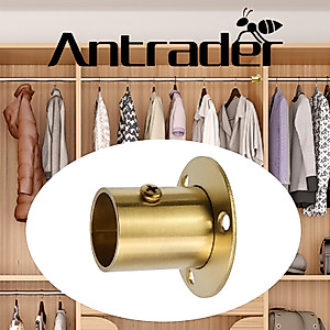 Antrader 4-Pack Stainless Steel Closet Rod Flange- 1 Inch Diameter Adjustable Socket Bracket Support Holder for Pipe, Gold