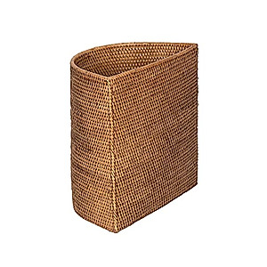 KOUBOO 1030082, Honey Brown Handwoven Half-Moon Rattan Waste Basket