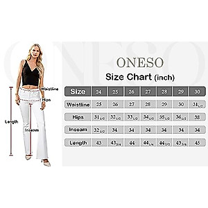 ONESO Flare Jeans for Women High Waist Raw Hem Bell Bottom Denim Pants White Jeans