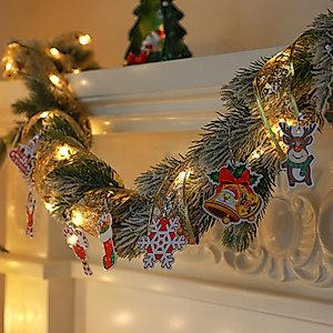 ruhotili Christmas Decorations, 33Ft/ 2Pcs Gloden Fairy Lights Battery Operated String Lights Copper Wire Ribbon Bows Christmas Lights with 20 Pcs Cute Christmas Ornaments & Christmas Decor for Party