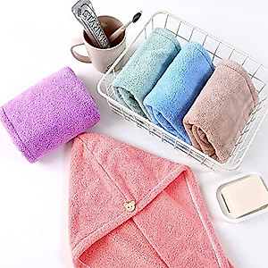 Aivoch Hair Drying Towels, 5pcs Twist Women's Soft Shower Towels for Hair Turban Wrap Drying Head Towels for Girl Women (25 x 65cm)