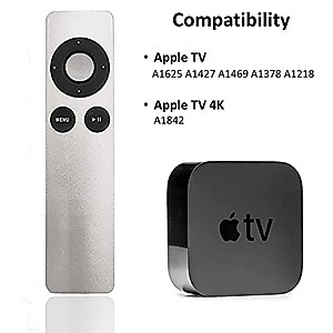 Replacement Remote Control for APPLE TV MC377LL/A 1st 2nd 3rd 4th Generation, A1294 A1218/MA711 A1378/MC572 A1427/MD199 A1625/MGY52/MLNC2 A1842/MQD22/MP7P2 Apple TV MC377LL/A MM4T2AM/A Remote Control