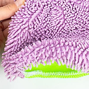 AOKID Car Wash Mitt Car Chenille Cleaning Glove Large Palm for SUV Purple