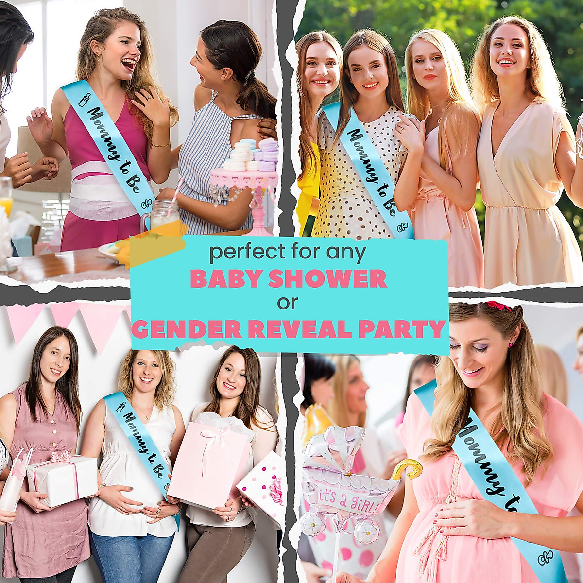 CORRURE Baby Shower Sash for Boy - 'Mommy to Be' Sash With Beautiful Blue Ribbon and Black Foil Text - Ideal Gender Reveal, Baby Shower, Welcome Baby, Mom to Be or Baby Sprinkle Gift