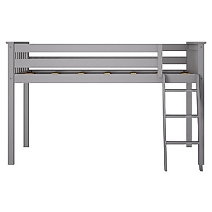 Max & Lily Low Loft Bed, Twin Bed Frame For Kids, Grey