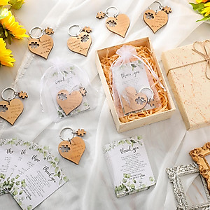 Seeloowy 50 Sets Wedding Souvenir for Guests Includes Wood Heart Puzzle Keychain Cards and Gift Bags Rustic Wedding Favors for Guests