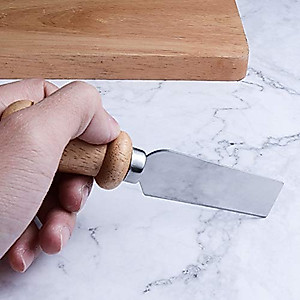 Bekith 8 Pieces Set Travel Cheese Knives with Wood Handle, Stainless Steel Cheese Slicer Cheese Cutter, 2 Cheese Knife, 2 Cheese Shaver, 2 Cheese Fork and 2 Cheese Spreader