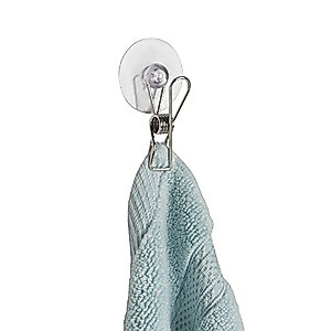 iDesign Forma Suction Shower Clips for Bathroom - Set of 4, Polished Stainless Steel