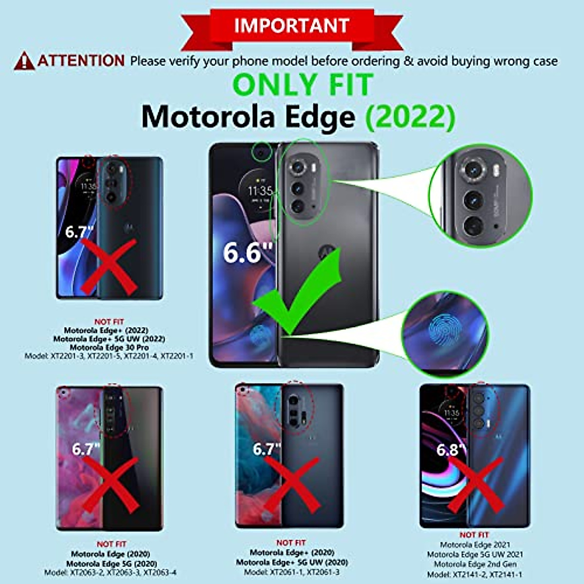 FNTCASE Military Grade Moto Edge 2022 Case: Shockproof TPU, Sturdy Kickstand & Camera Slide Cover - Black